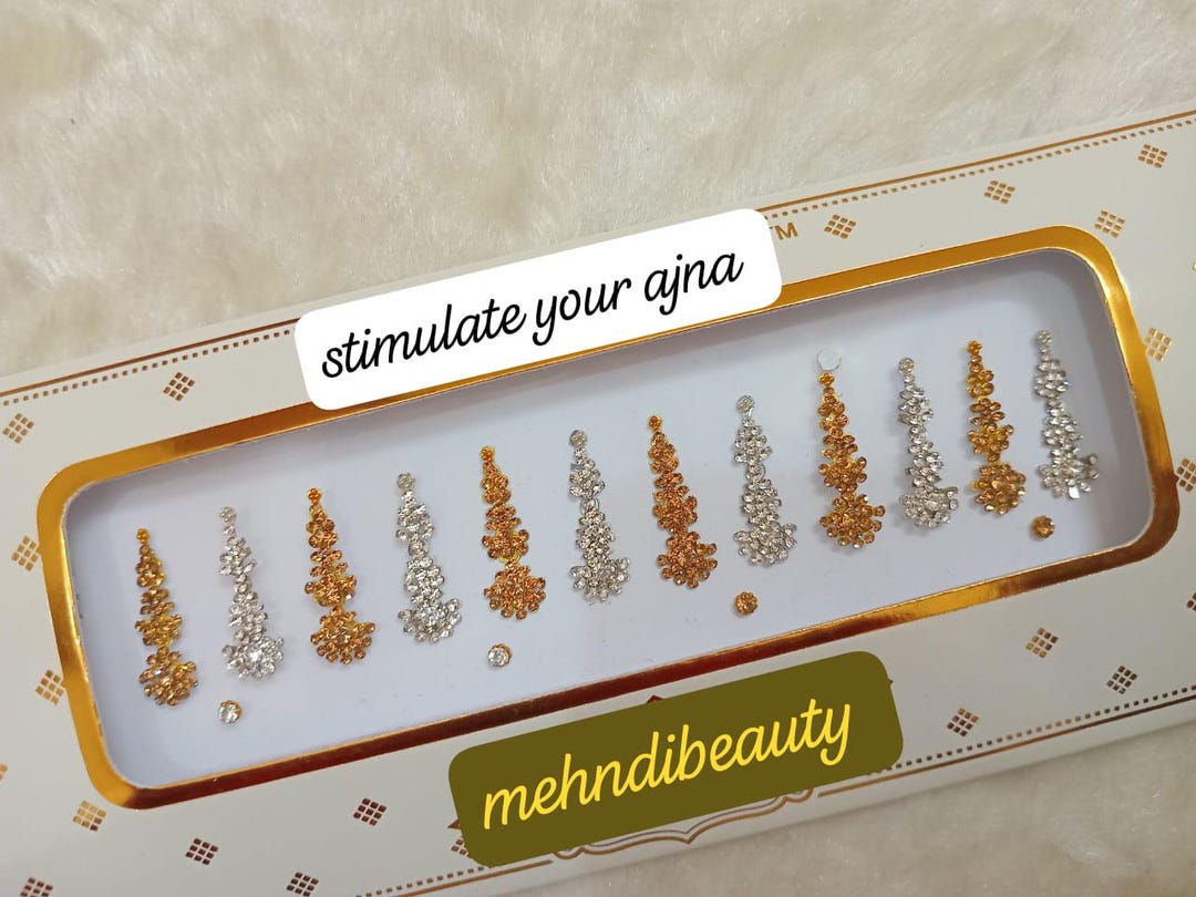 16 Face and Body Golden and Silver Long Bindis,stone Bindi,marriage ...