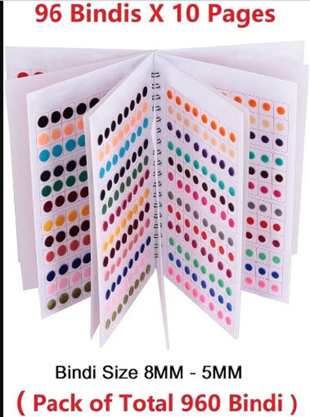 960 Simple Plain Round Multicolor Kumkum Sticker Bindis Spiral Bindi ...