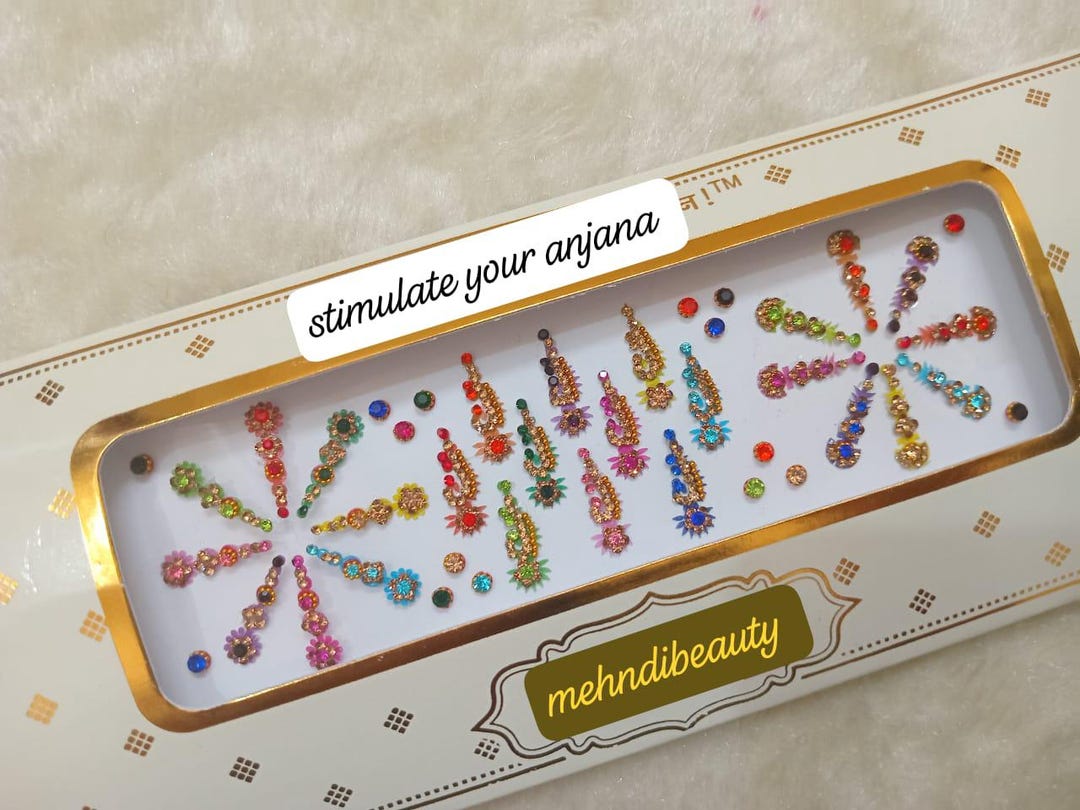 Face and Body Multicolor Long Bindis ,stone Bindi,marriage Bindi,party ...