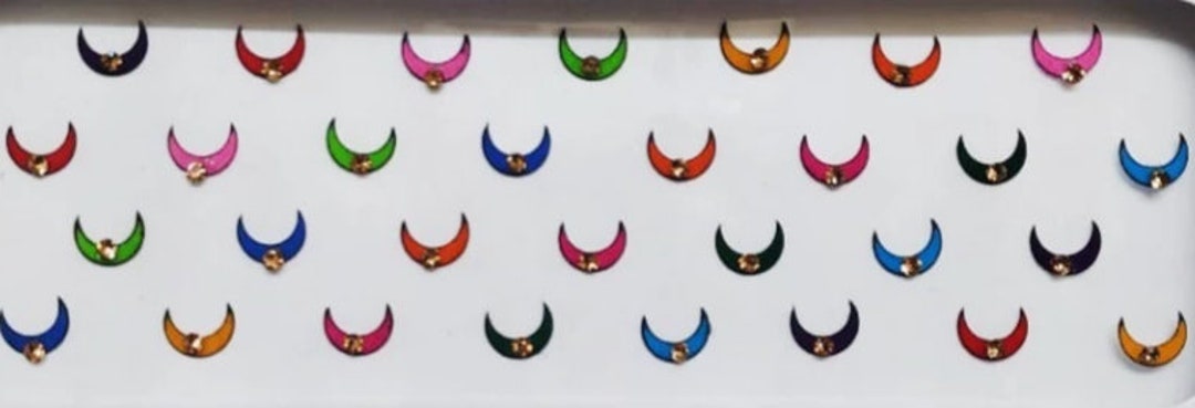 Half Moon Bindis Forehead Stickers,chhand Bindis Stickers,half Moon ...