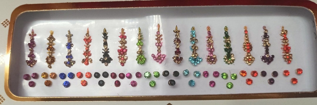 Face and Body Multicolor Long Bindis ,stone Bindi,marriage Bindi,party ...