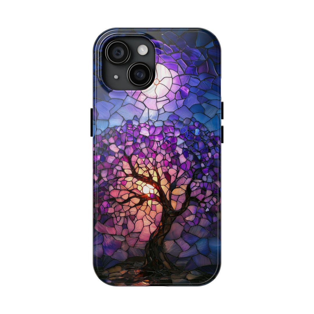 Purple Stained Glass Tree of Life Phone Cases, iPhone Case, Dual Layer ...