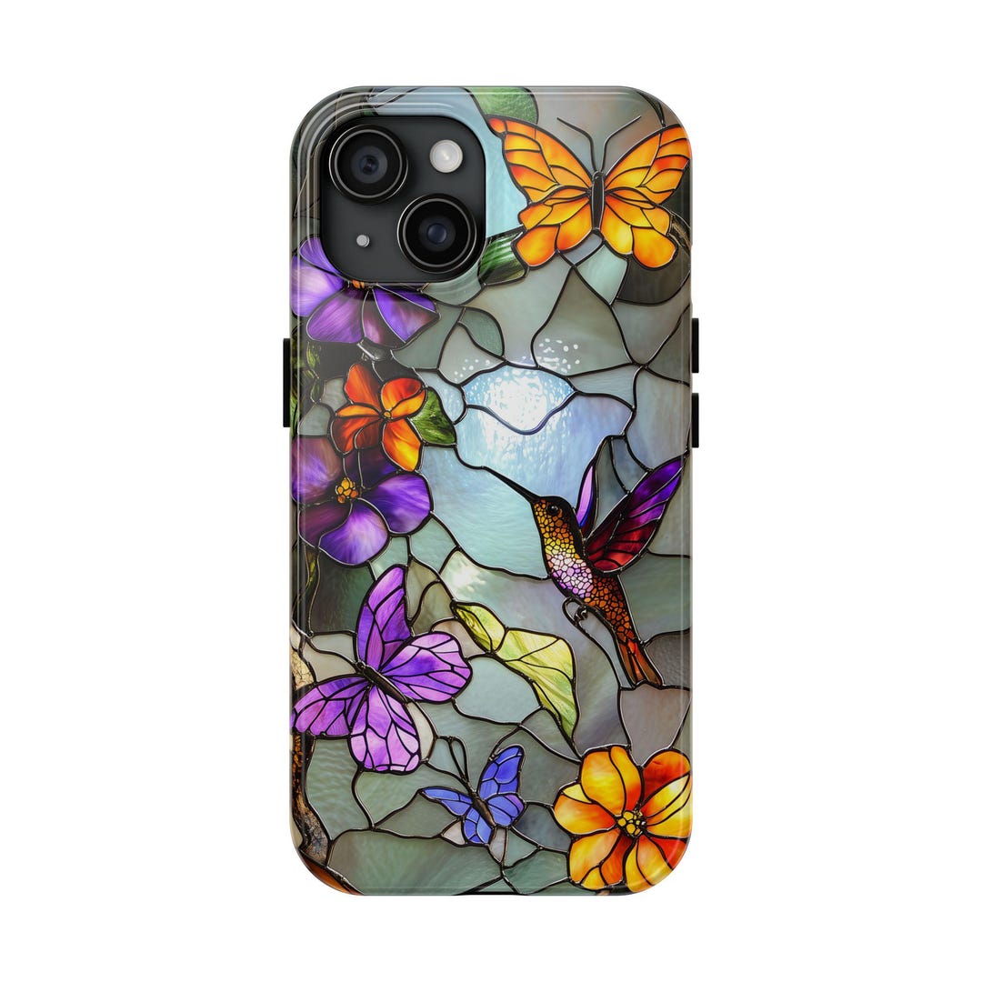 Summer Butterflies & Hummingbird in Stained Glass Phone Cases - iPhone ...