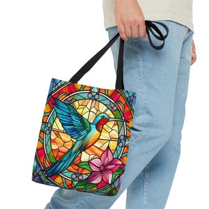 Yellow Stained Glass Hummingbird Tote Bag Unique Gift Durable Carryall ...