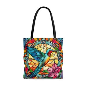 Yellow Stained Glass Hummingbird Tote Bag Unique Gift Durable Carryall ...