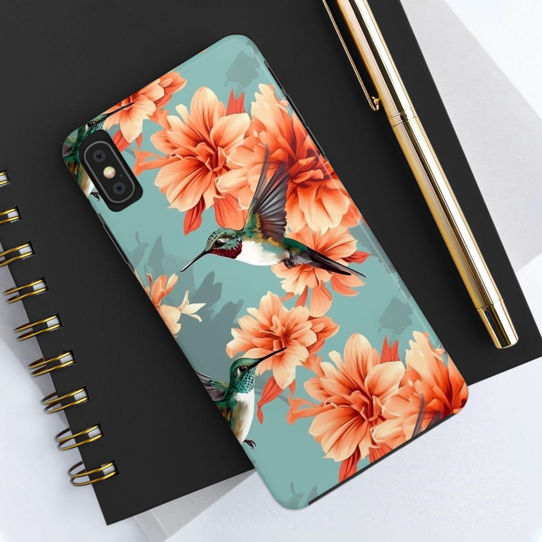 Hummingbirds in Orange Dalhias Turquoise Phone Cases - All 16's Thru 7 ...