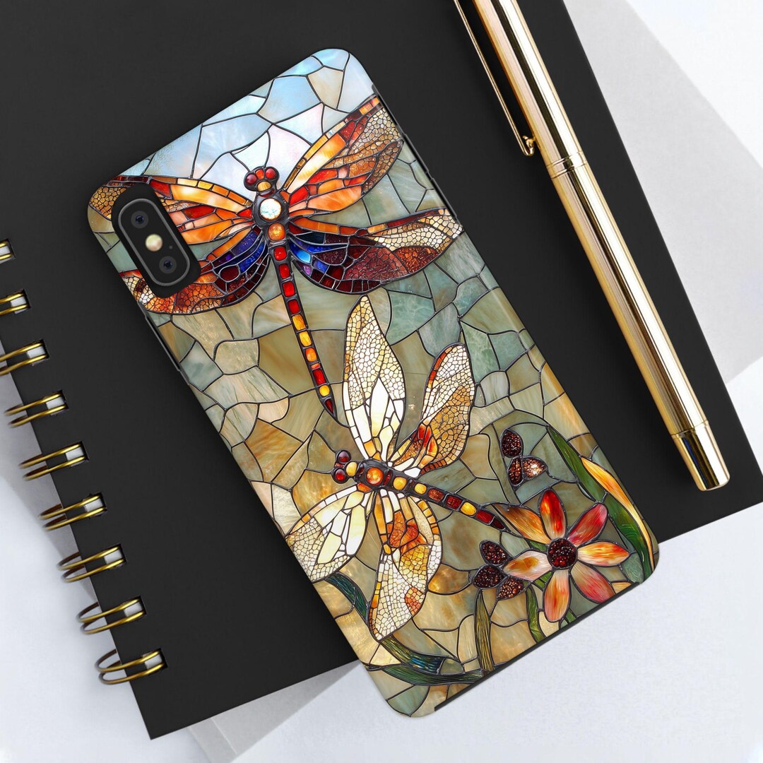 Dragonflies Encased in Stain Glass iPhone Cases, iPhone 16's Thru 7, 8 ...