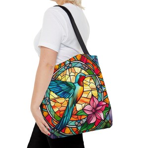 Yellow Stained Glass Hummingbird Tote Bag Unique Gift Durable Carryall ...