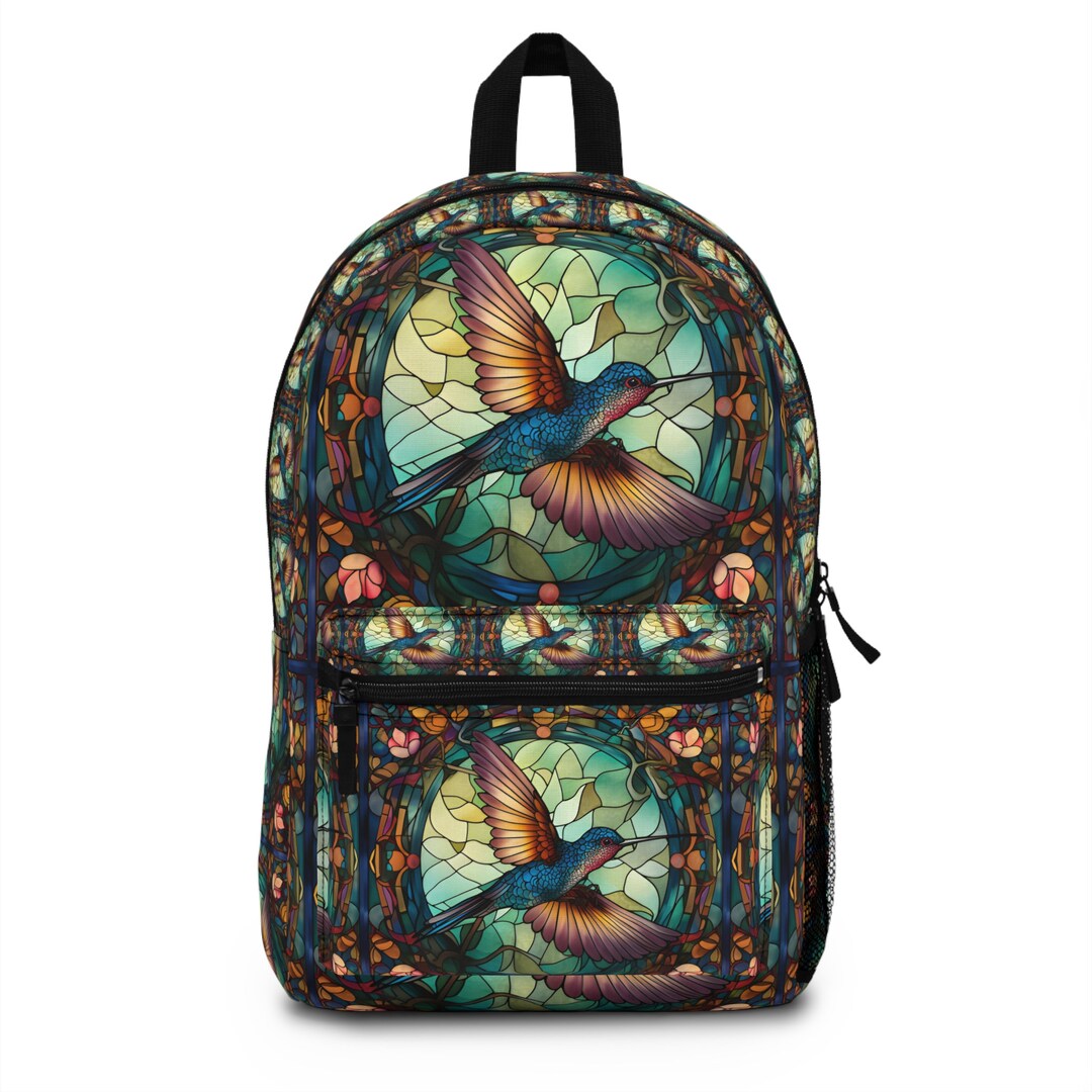 Stained Glass Hummingbird Backpack Lightweight Multiple Compartments ...