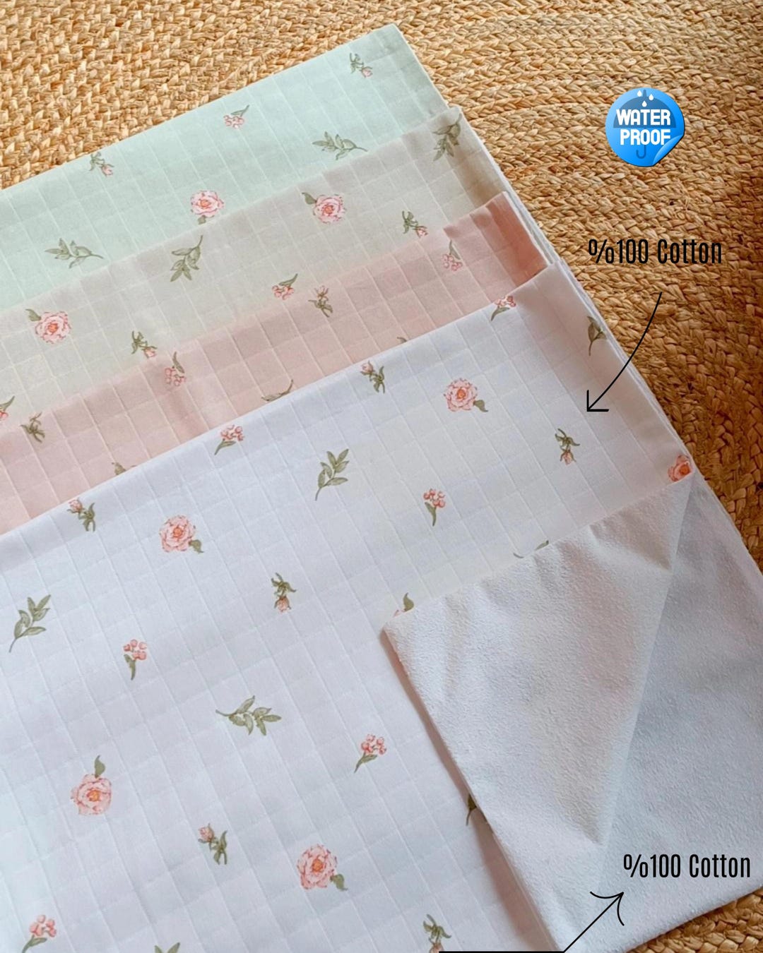 Waterproof Muslin Cotton Baby Change Mat, Soft Absortbent Portable ...