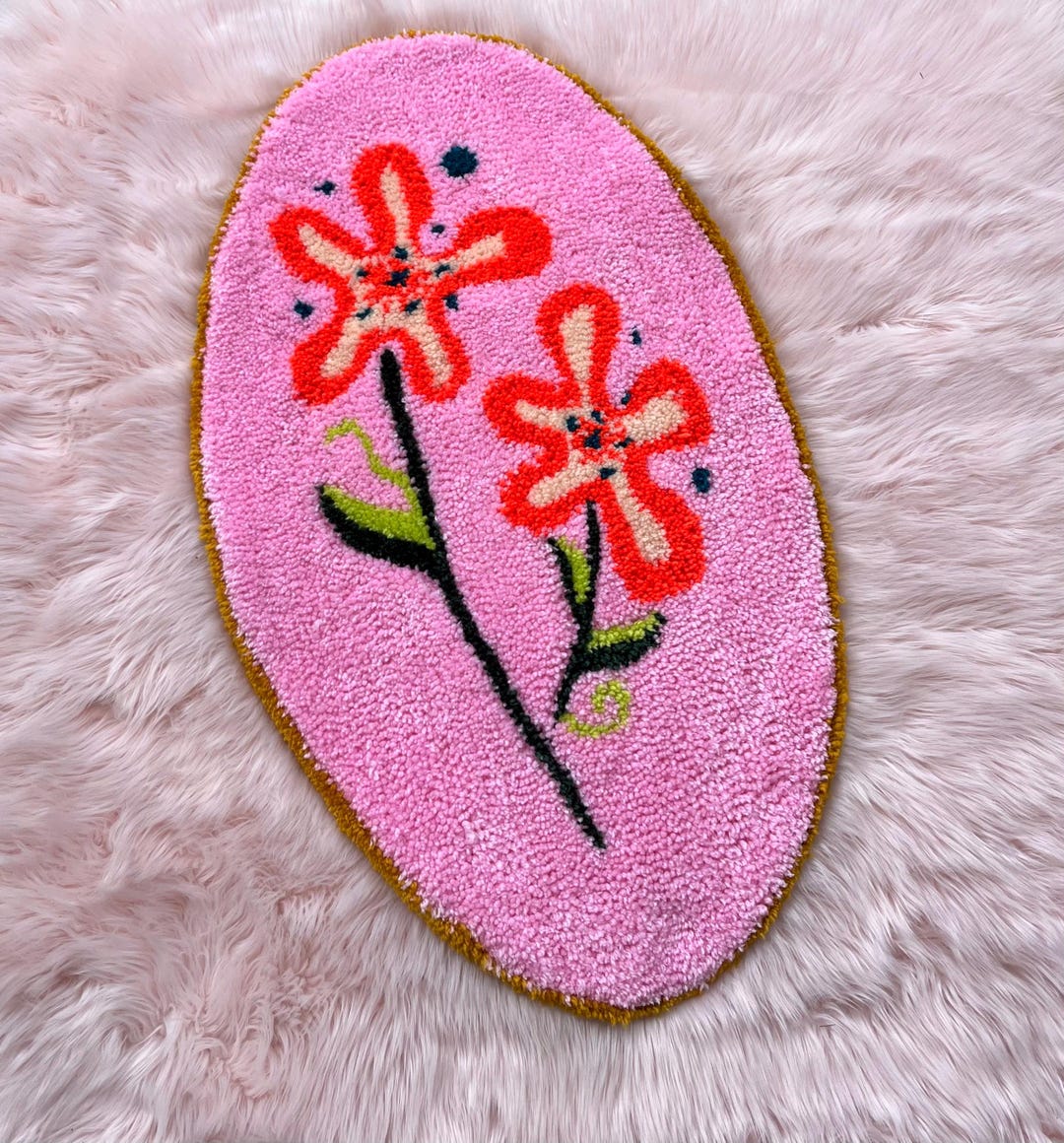 Handmade Poppy Flower Rug - Etsy