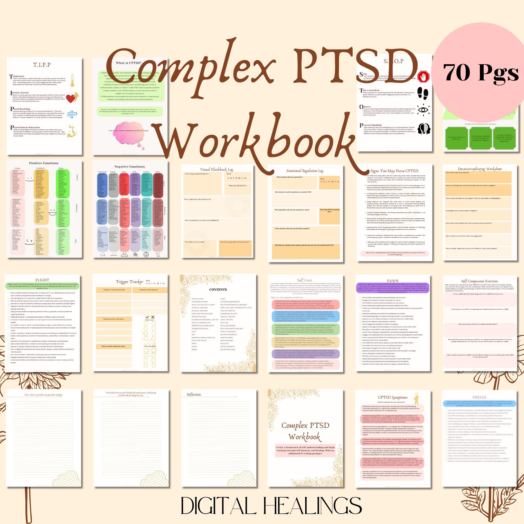 CPTSD Workbook: Self-healing & Trauma Trackers (70+ Page) (digital ...