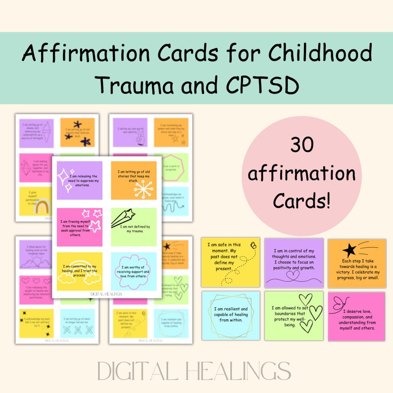Affirmation Cards for Complex PTSD, Childhood Trauma Recovery, CPTSD ...