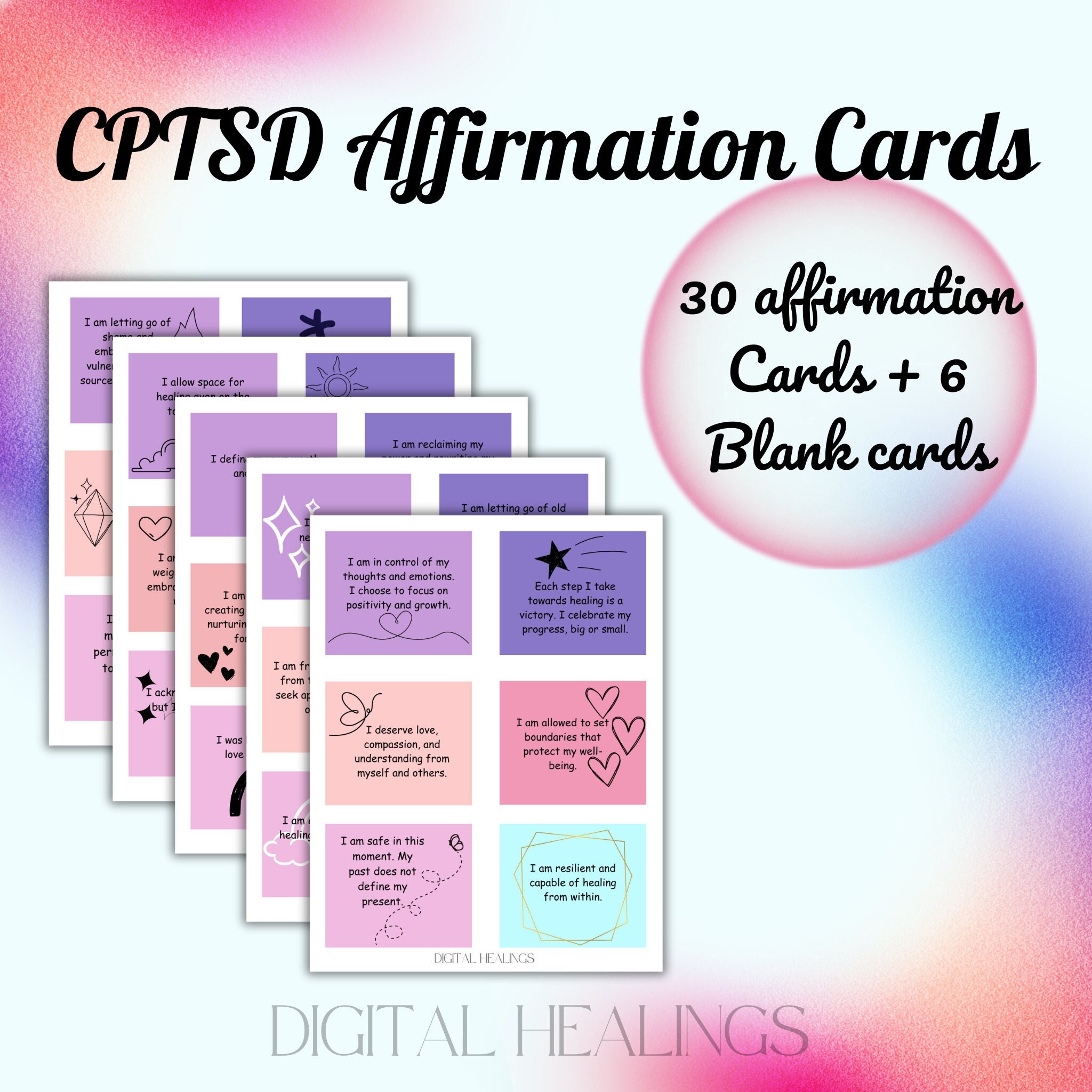 Affirmation Cards for Childhood Trauma Recovery, Complex PTSD, CPTSD ...