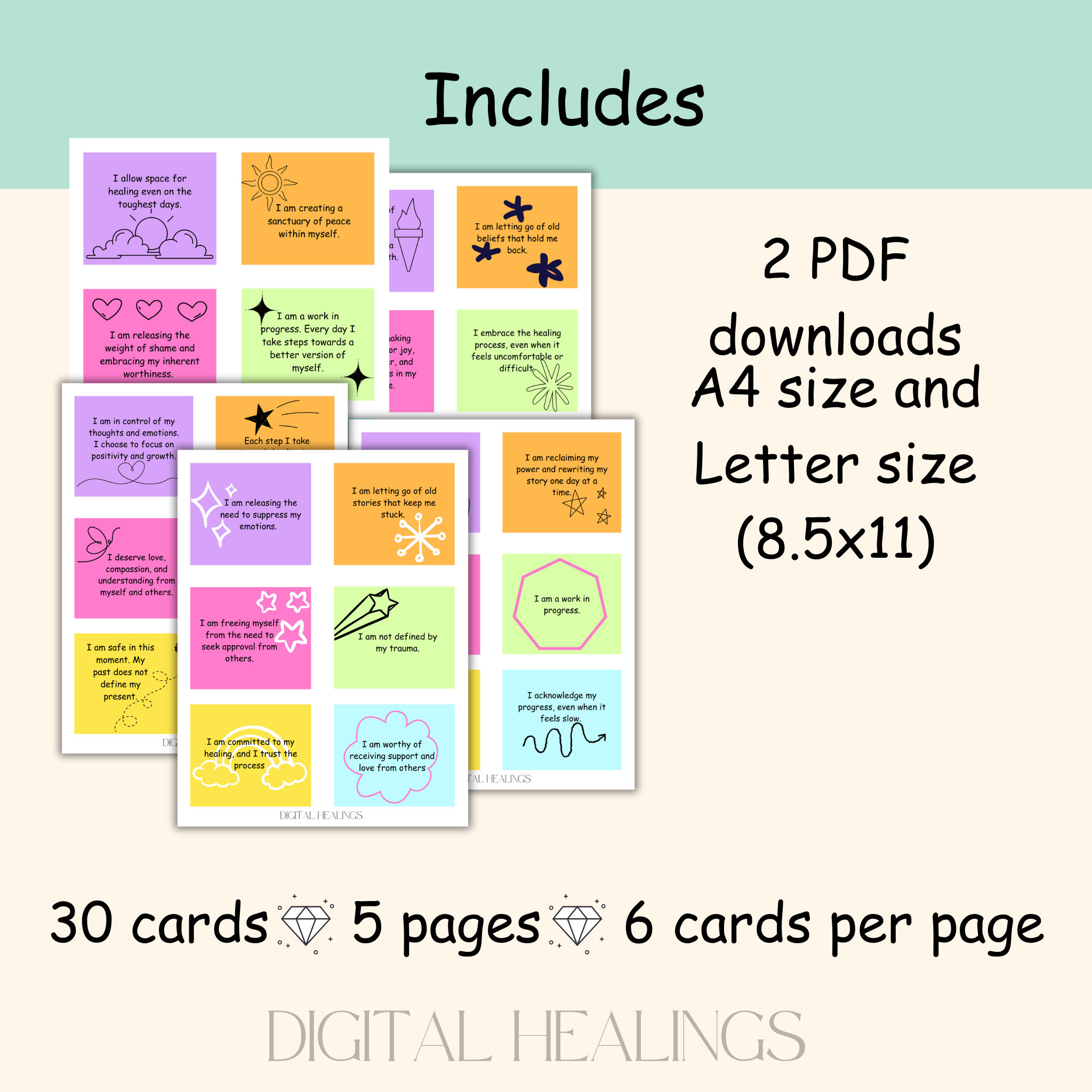 Affirmation Cards for Complex PTSD, Childhood Trauma Recovery, CPTSD ...