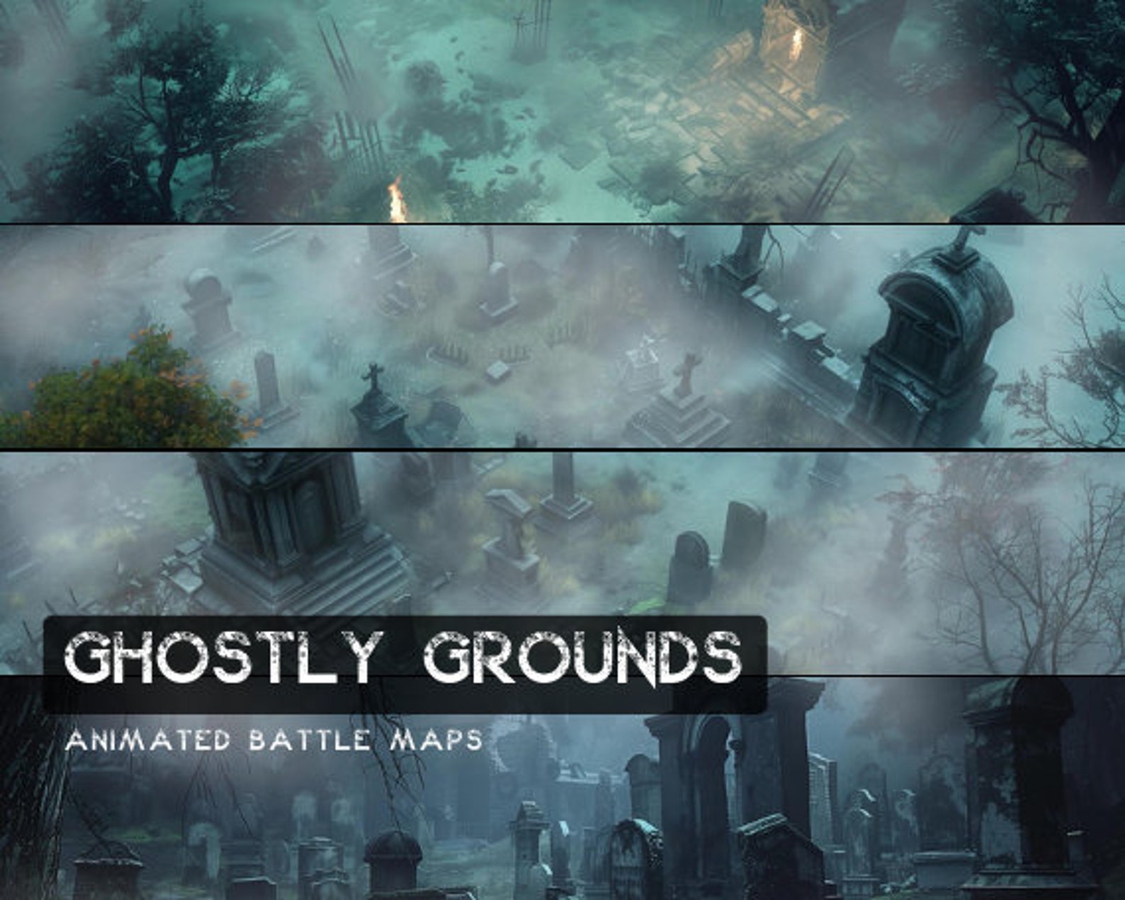 D&D Ghostly Grounds Animated Battlemaps Pack, Dungeons and Dragons Digital Battle Maps, Roll20 ...