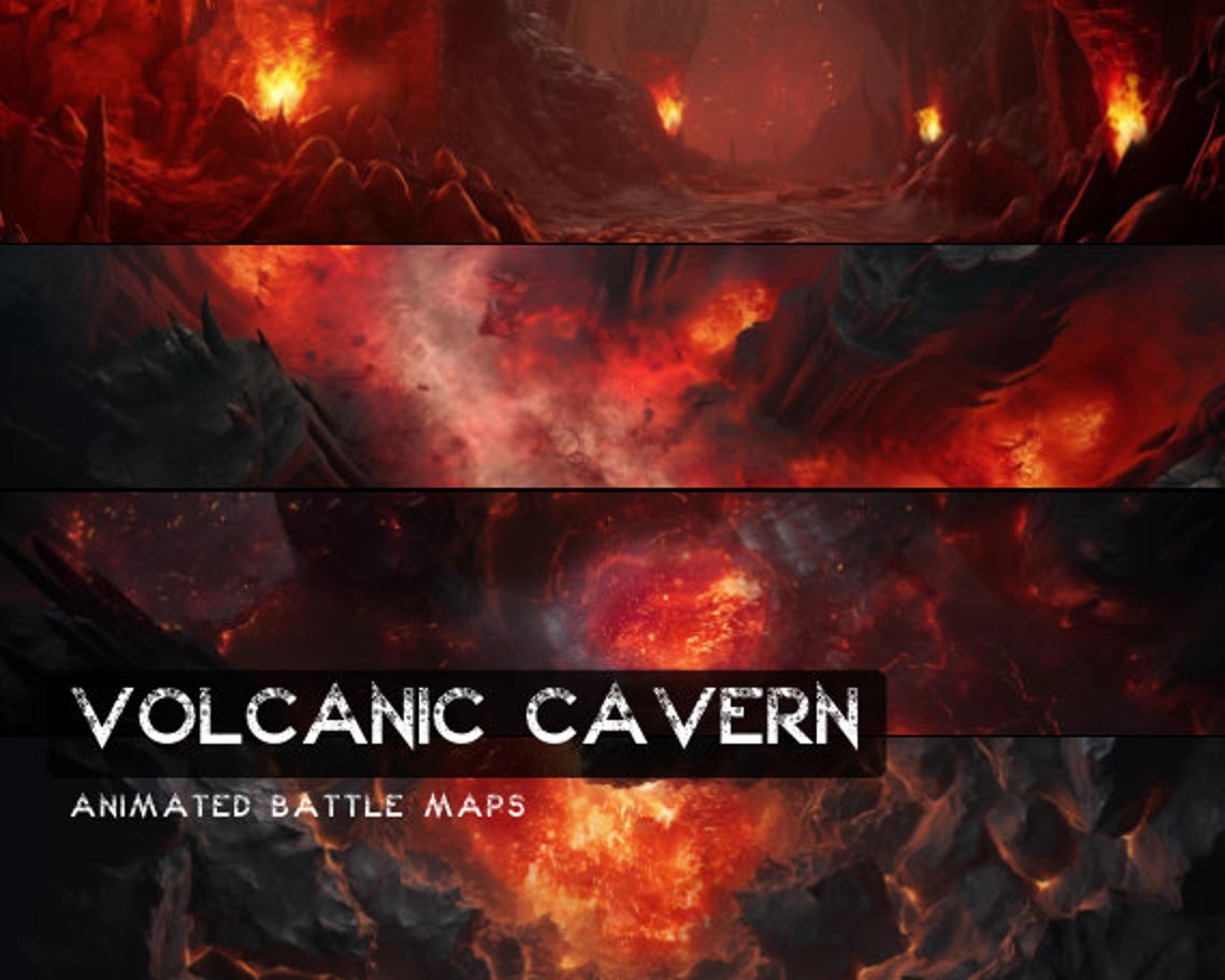 D&D Volcanic Cavern Animated Battlemaps Pack, Dungeons and Dragons ...
