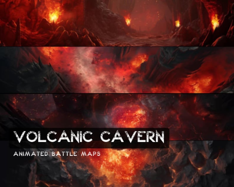 D&D Volcanic Cavern Animated Battlemaps Pack, Dungeons and Dragons ...