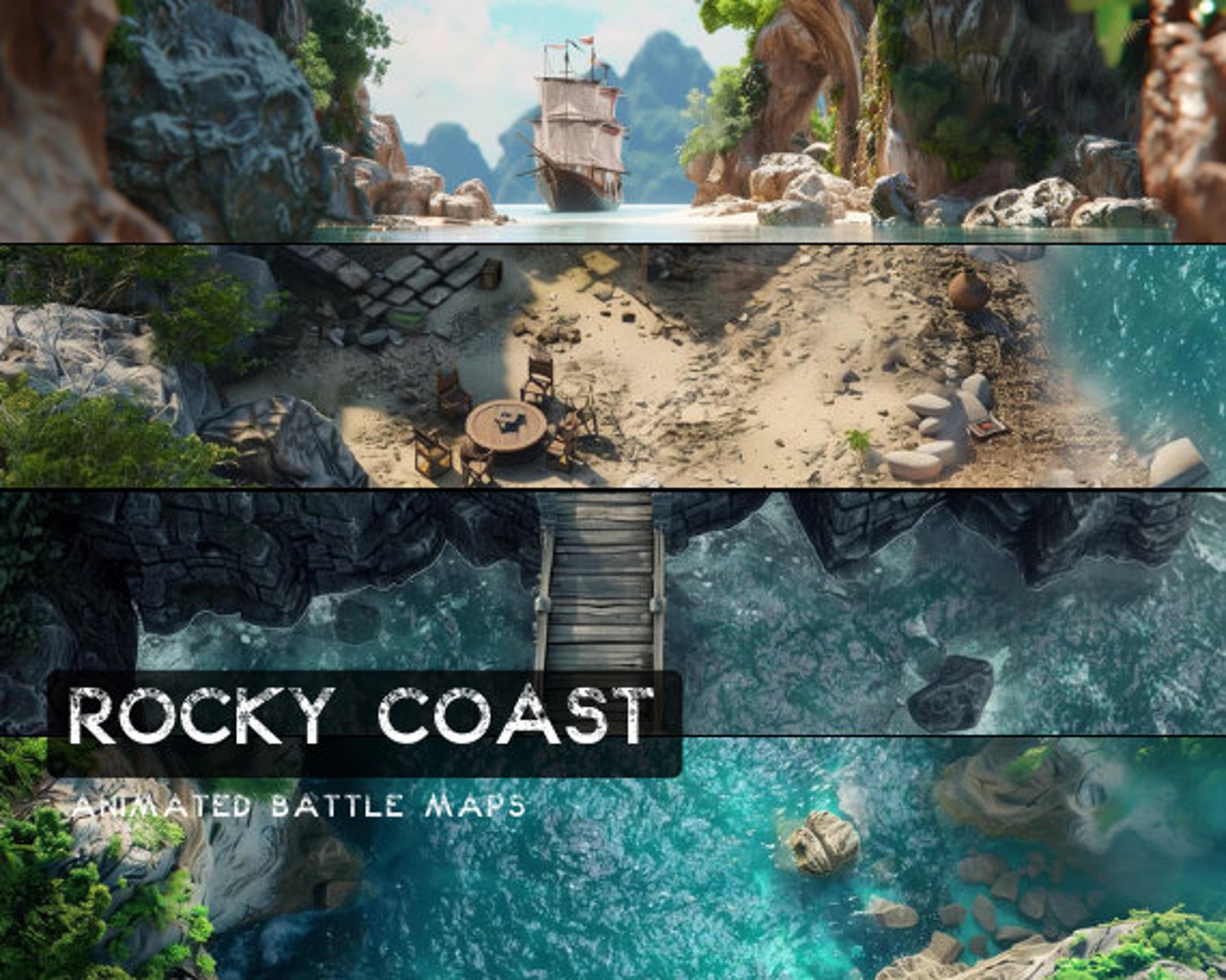 D&D Rocky Coast Animated Battlemaps Pack, Dungeons and Dragons Digital ...