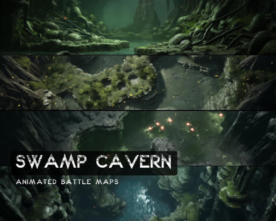 D&D Swamp Cavern Animated Battlemaps Pack, Dungeons and Dragons Digital ...