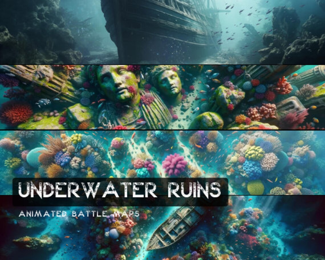 D&D Underwater Ruins Animated Battlemaps Pack, Dungeons and Dragons ...