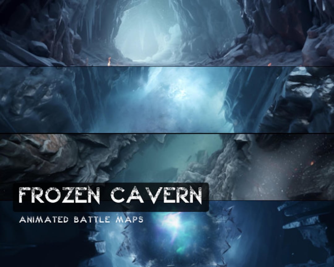 D&D Frozen Cavern Animated Battlemaps Pack, Dungeons and Dragons Digital Battle Maps, Roll20 ...