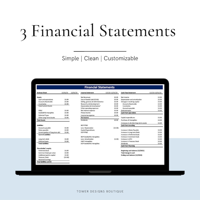 Financial Statement Template - Etsy