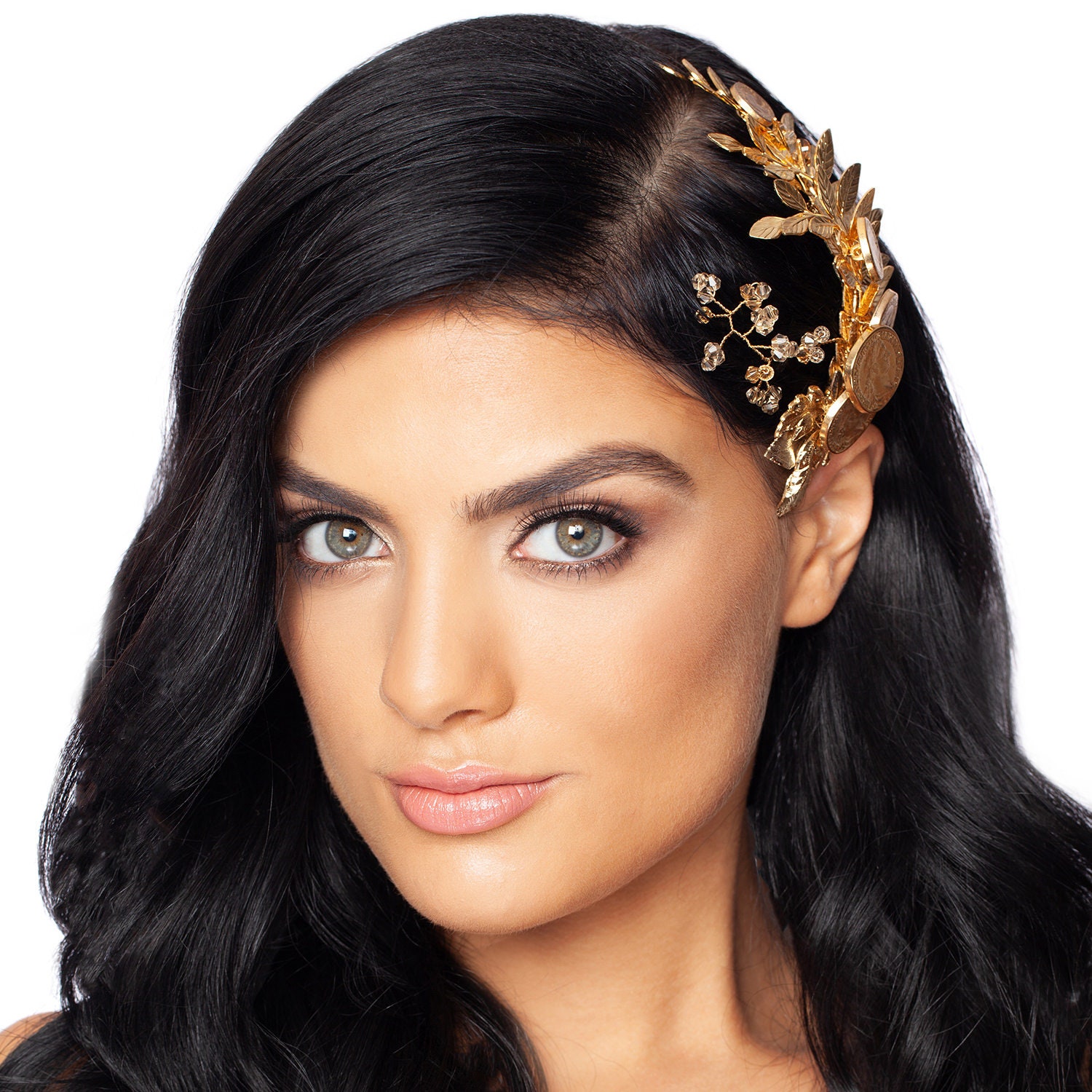 C029 LEAVES of GREECE COMB Coin Gold Hair Accessory Adornment Vintage ...