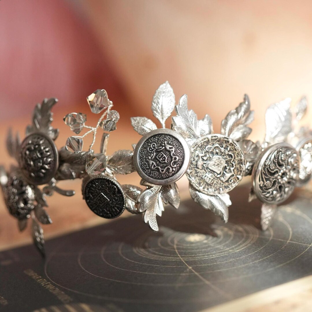 Regal Heirloom Headband Silver Coin Leaf Antique Headpiece Vintage ...