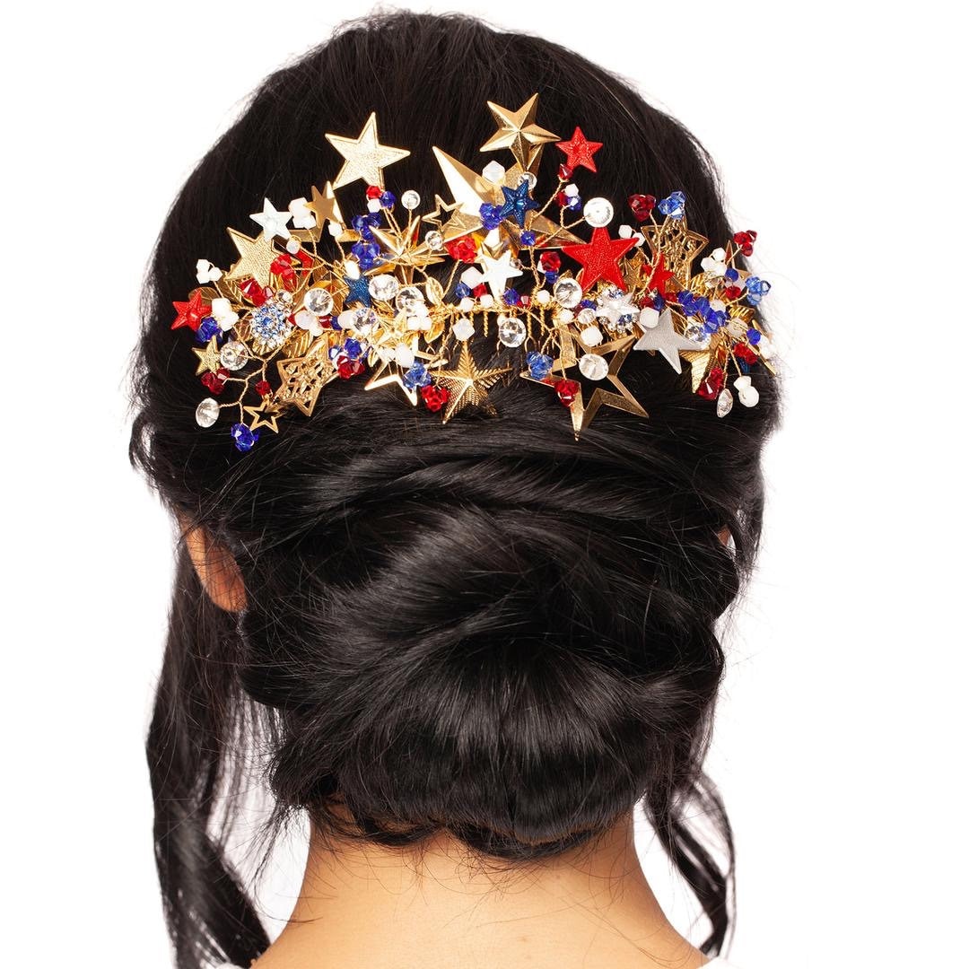 Fireworks Red White Blue Comb • Patriotic Colorful Fun Headpiece ...