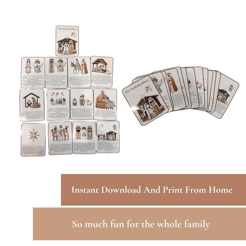 Nativity Story Cards Printable Digital Cards Instant Download Neutral ...
