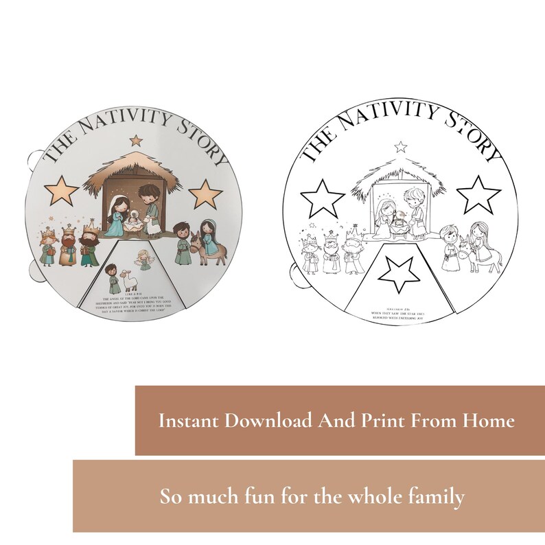 Nativity Story Printable Christmas Story Wheel Digital Download Sunday ...