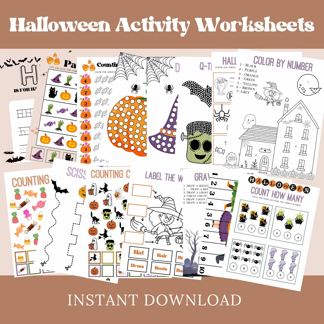 Halloween Crafts and Games for Kids Digital Printable Kindergarten ...