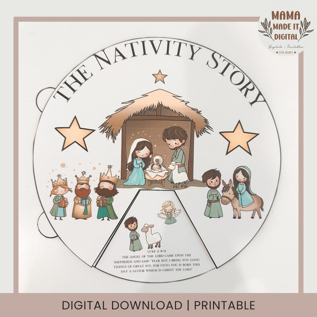 Nativity Story Printable Christmas Story Wheel Digital Download Sunday ...