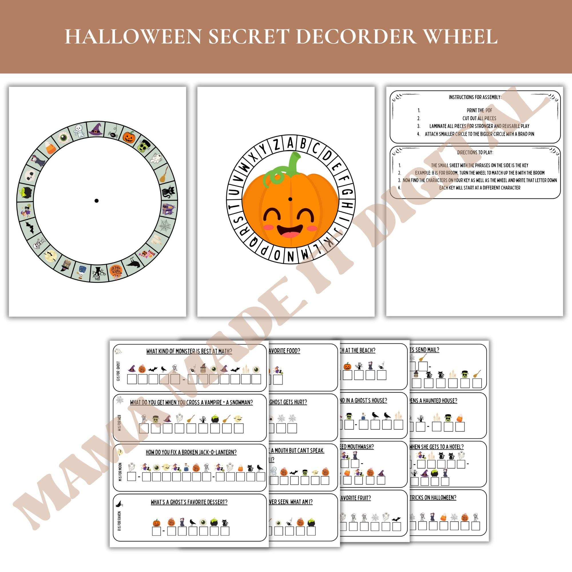 Halloween Educational Activity Printable Kids Activities Secret Decoder ...