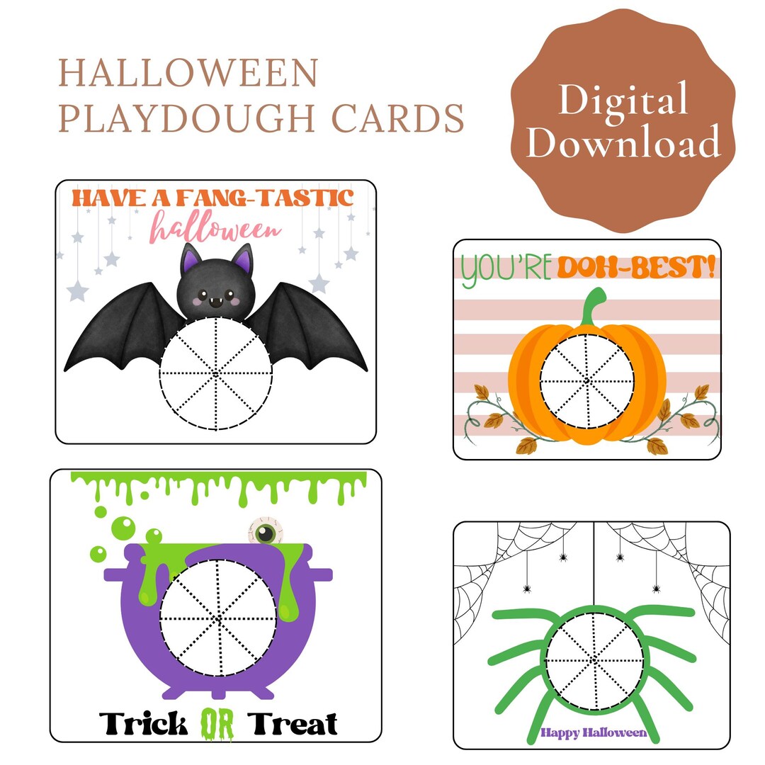 Halloween Playdough Cards School Party Gifts Printable Halloween Friend ...