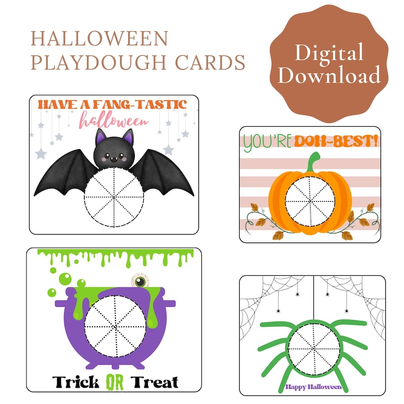 Halloween Playdough Cards School Party Gifts Printable Halloween Friend ...