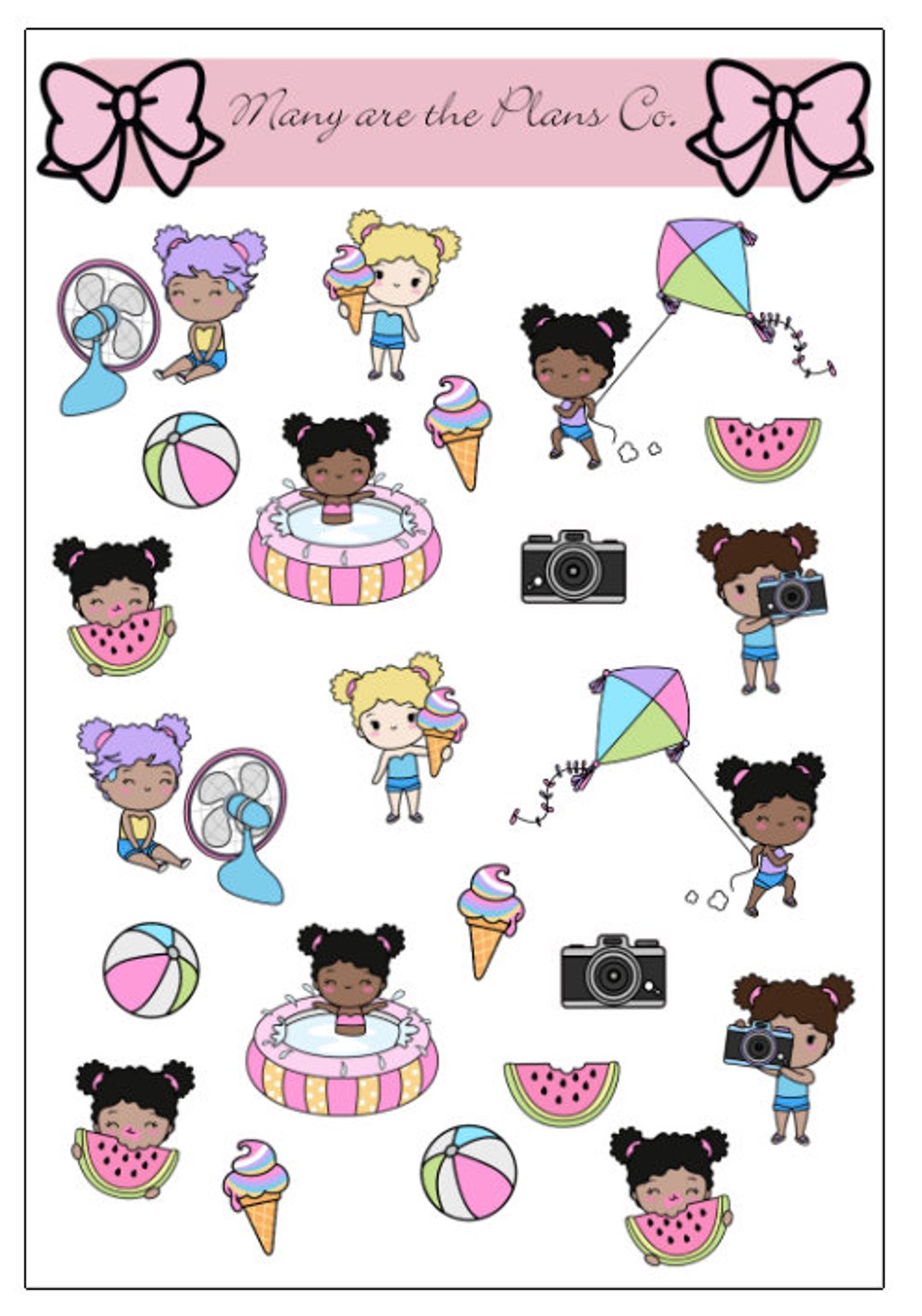Cute Summer Fun Stickers I Planner Deco I A5 I Personal Agenda I Pocket ...
