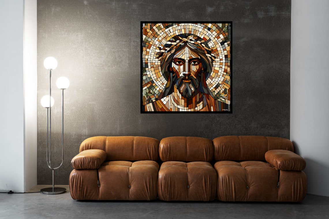 Mosaic Jesus Icon Mosaic Style Jesus Art Christian Mosaic Art Jesus ...