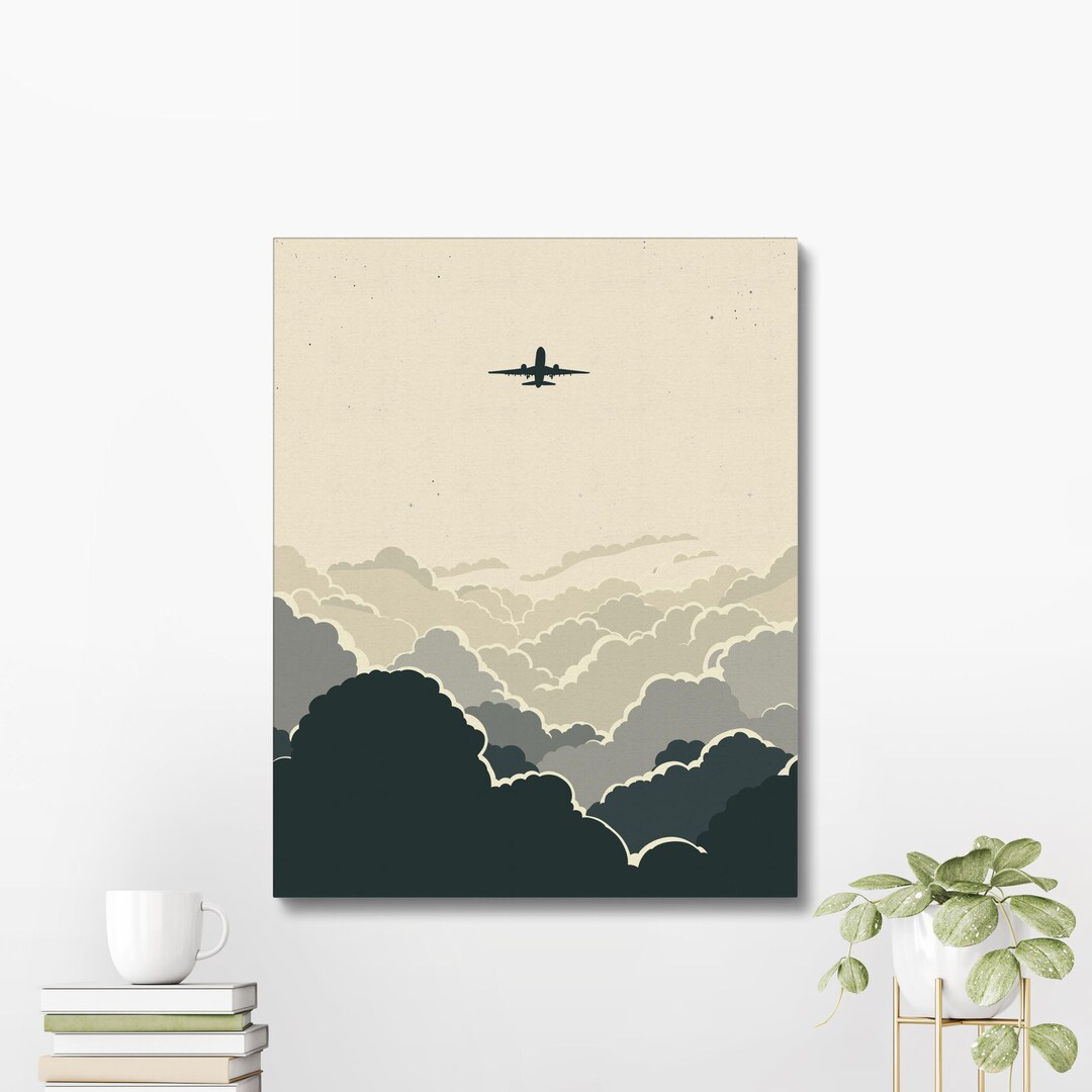 Soar Series #4 - Minimalist Aviation Wall Art: Airplane Soaring Through ...