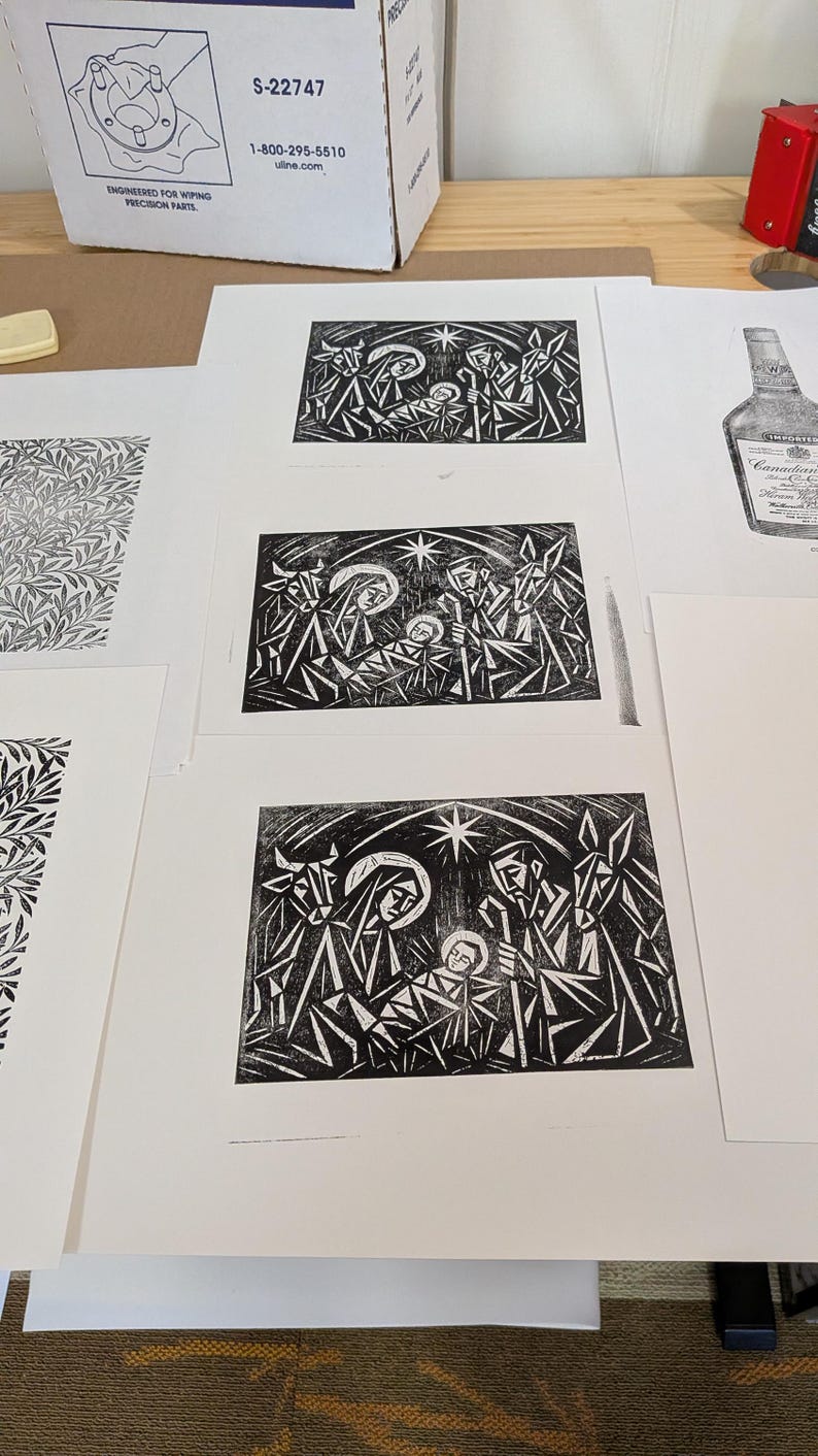 Nativity Scene, Jesus Birth Landscape Relief Print, Minimalist Holy ...