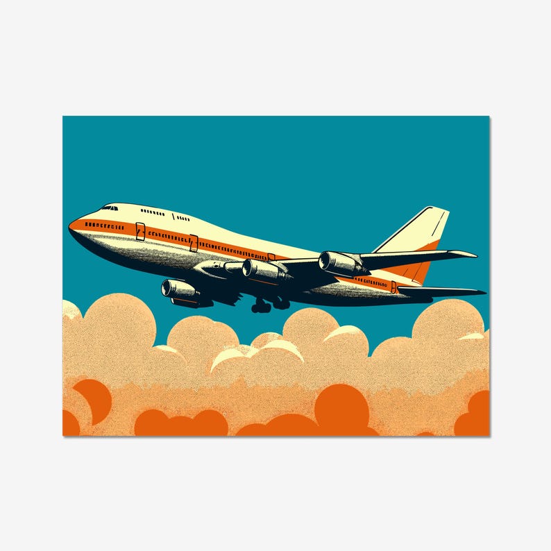 Boeing 747 Art Aviation Print: Queen of the Skies Retro Decor (digital ...