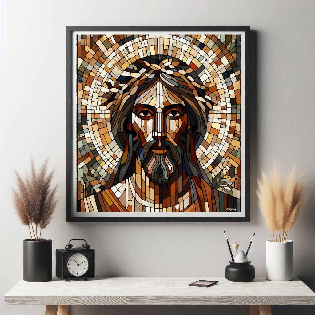 Mosaic Jesus Icon Mosaic Style Jesus Art Christian Mosaic Art Jesus ...