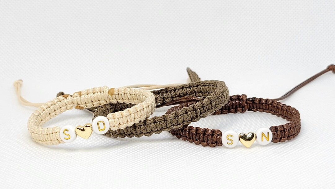 MATCHING BRACELETS, LETTER Bracelets, Couples Bracelet, Customized ...