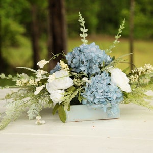 Something Blue Powder Blue Hydrangea Ranunculus Thistle Fern Brides ...