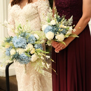 Something Blue Powder Blue Hydrangea Ranunculus Thistle Fern Brides ...