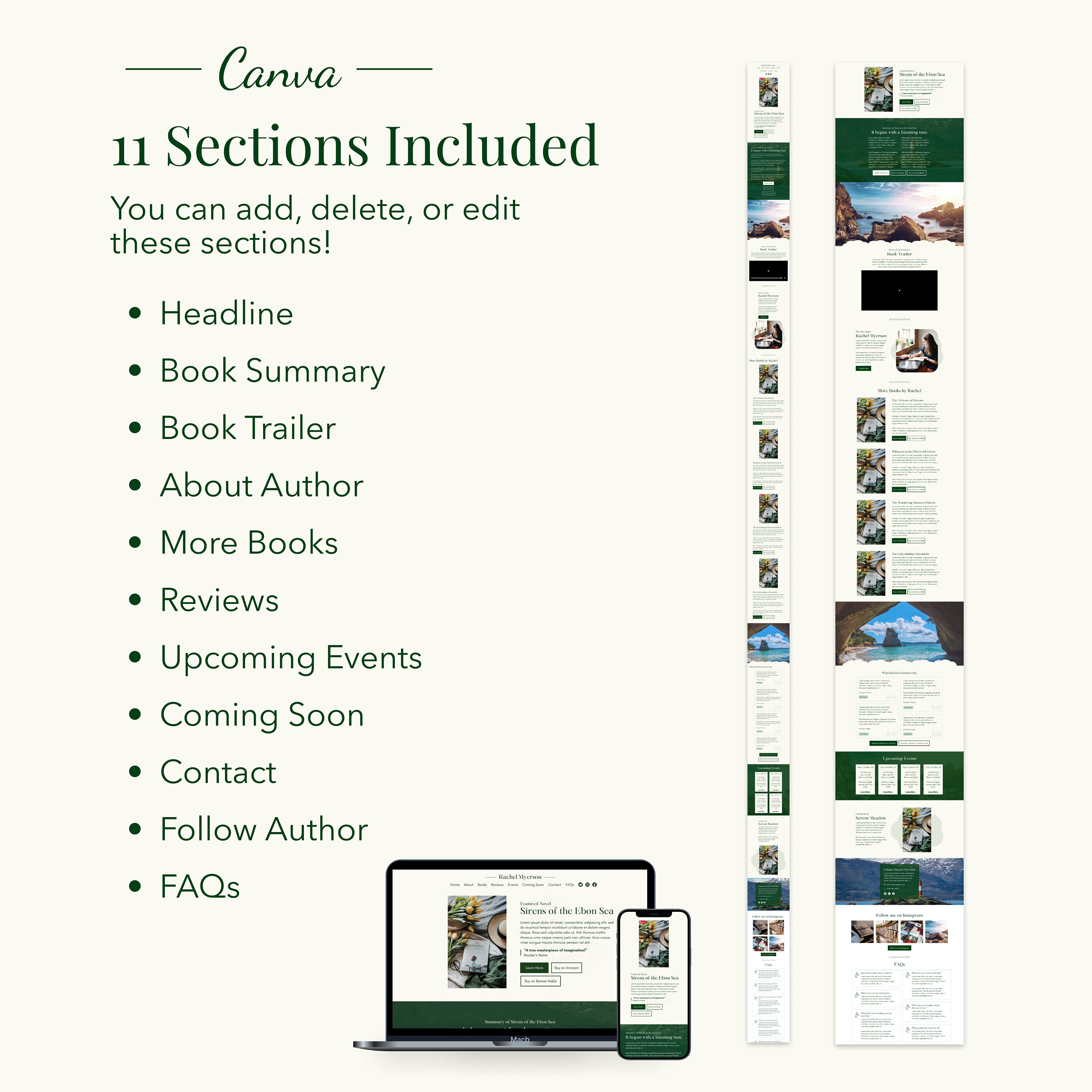 Author Website Template, Author Website Design, Writer Website Template, Canva Website Template ...