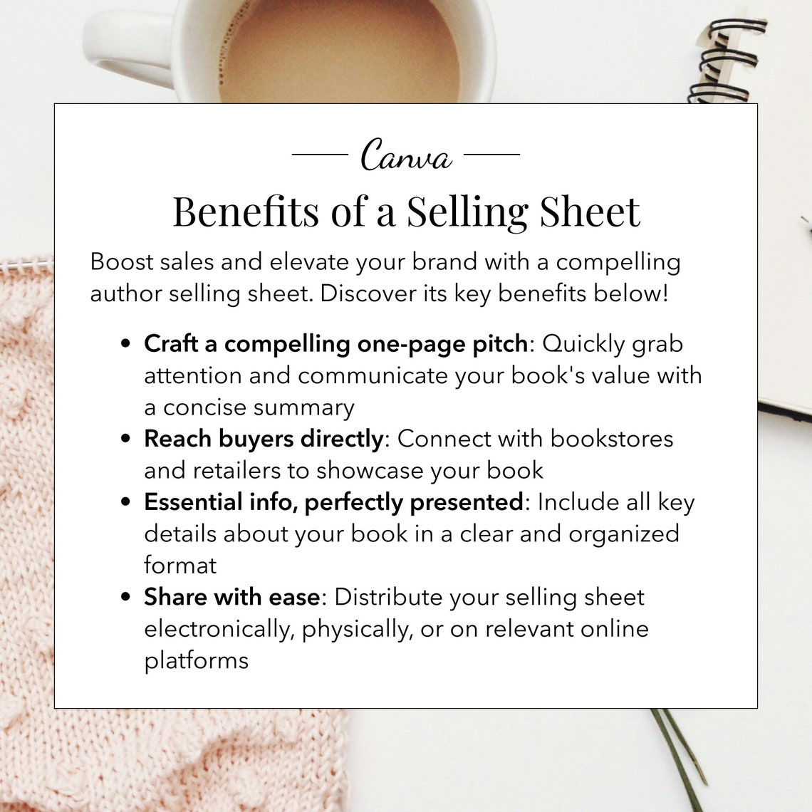 Writer and Author One-page Selling Sheet, Minimalist Light-themed Sell ...