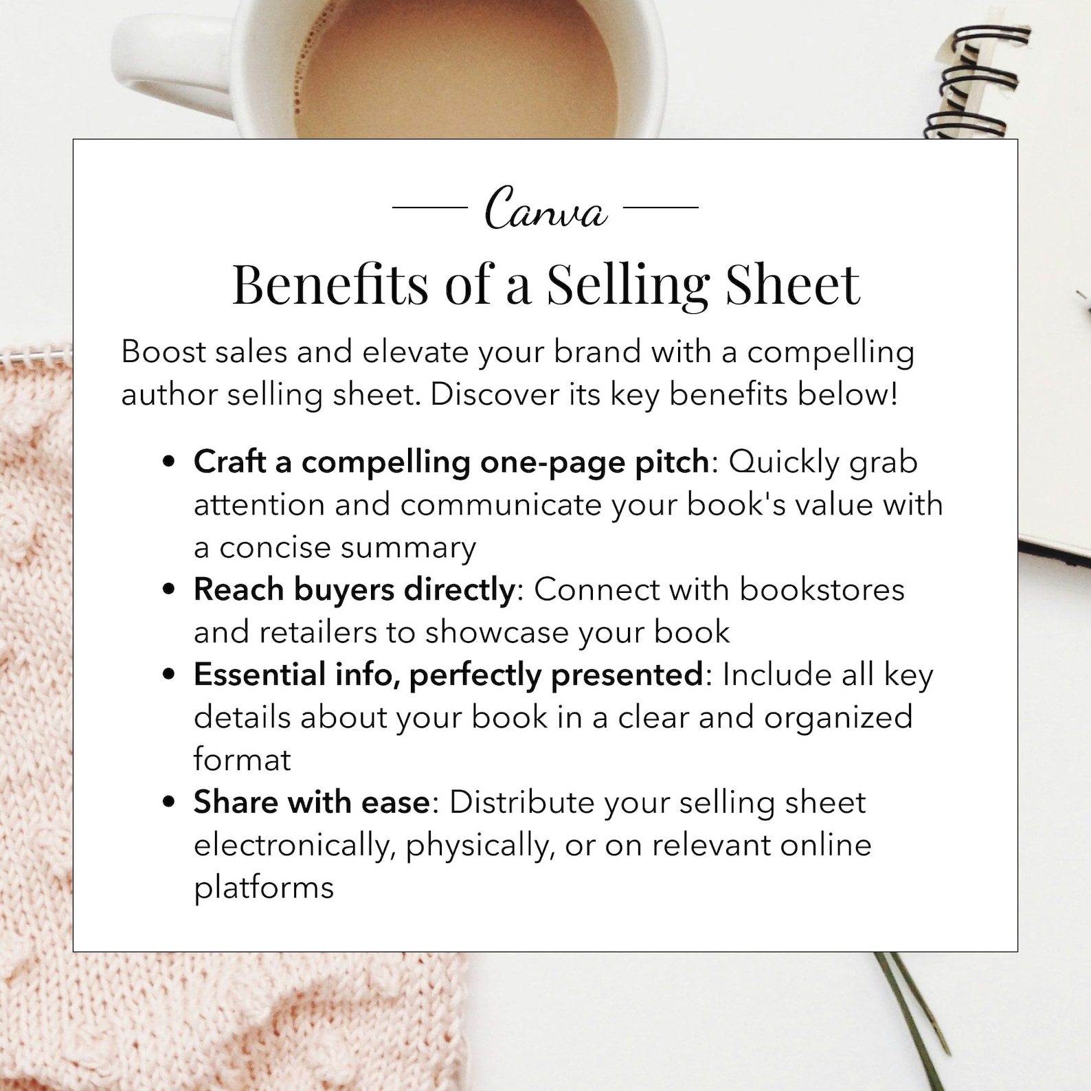 Writer and Author One-page Selling Sheet, Minimalist Light-themed Sell ...