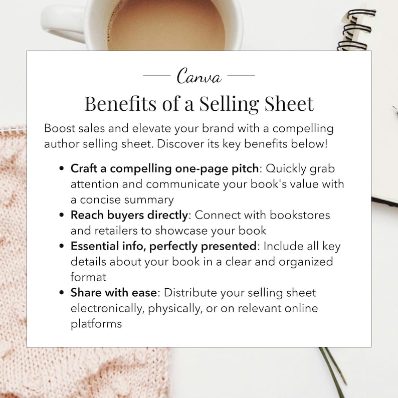 Writer and Author One-page Selling Sheet, Minimalist Light-themed Sell ...